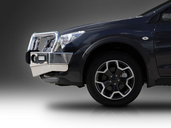 ECB POLISHED BIG TUBE BULLBAR WITH BUMPER LIGHTS to suit SUBARU XV 11/ ...