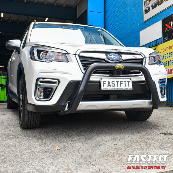 ECB 76mm BLACK Nudge Bar (BLACK RIPPLE) TO SUIT SUBARU FORESTER (07/18 ...