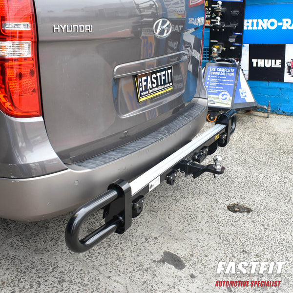FastFit Black and Chrome Standard Rear Protection Bar w/ Hitch Towbar ...