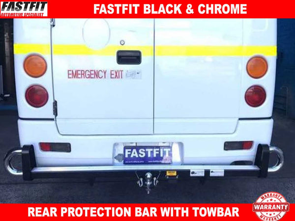 FastFit Black & Chrome Rear Towbar Protection Bar to suit Mitsubishi ...